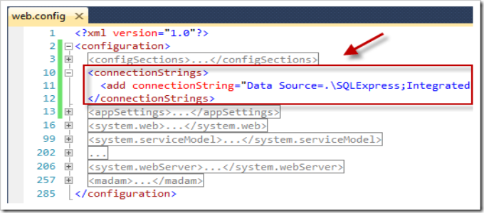 Sql server ayarlarını web config üzerinden yapmak